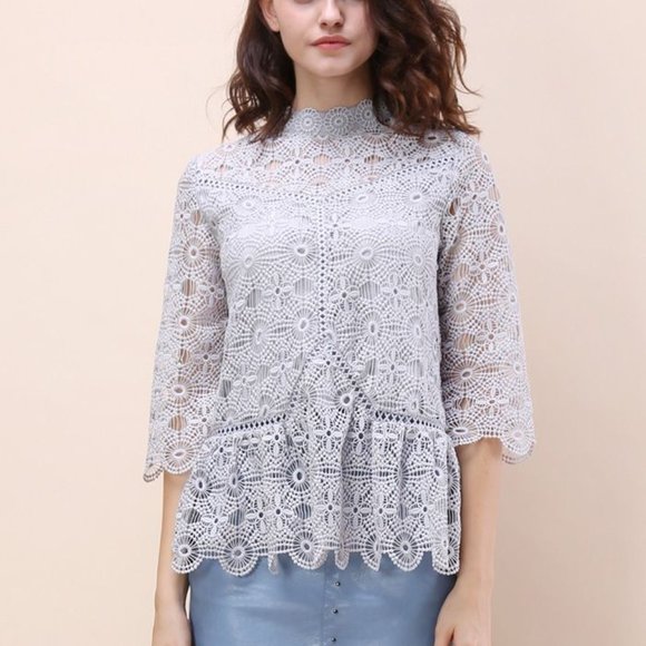 Chicwish | Tops | Chicwish Art Of Crochet Top In Grey | Poshmark